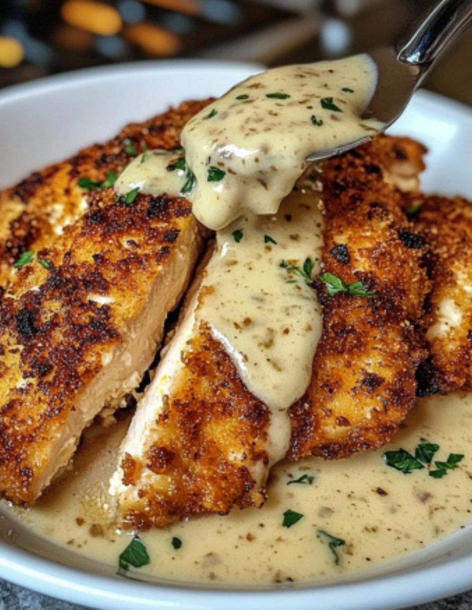 Parmesan Crusted Chicken with Creamy Garlic Sauce – VLiet.me